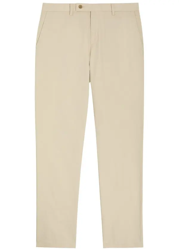Sunspel Cotton And Linen-blend Tapered-leg Trousers