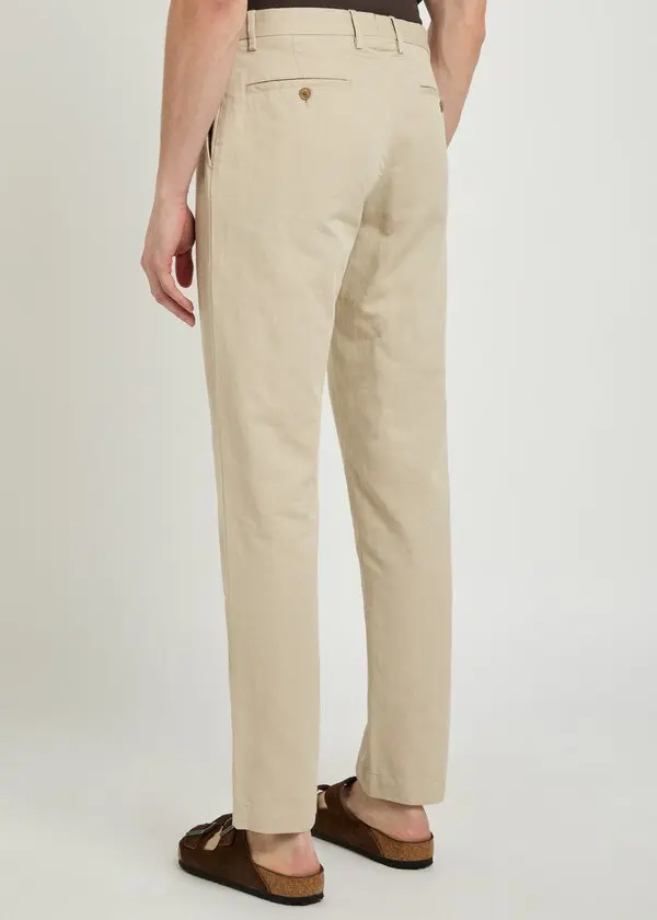 Sunspel Cotton And Linen-blend Tapered-leg Trousers