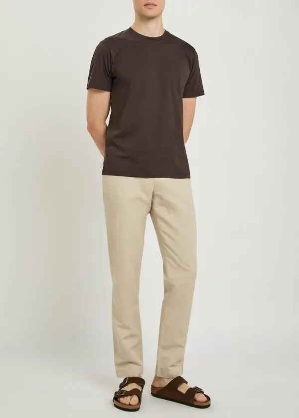 Sunspel Cotton And Linen-blend Tapered-leg Trousers