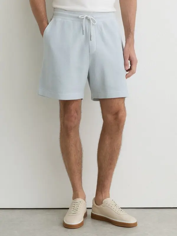 REISS Cotton-piqué Garment-dyed Shorts - Light Blue
