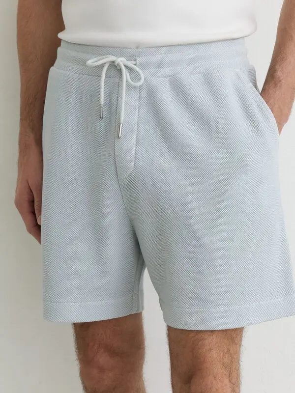 REISS Cotton-piqué Garment-dyed Shorts - Light Blue