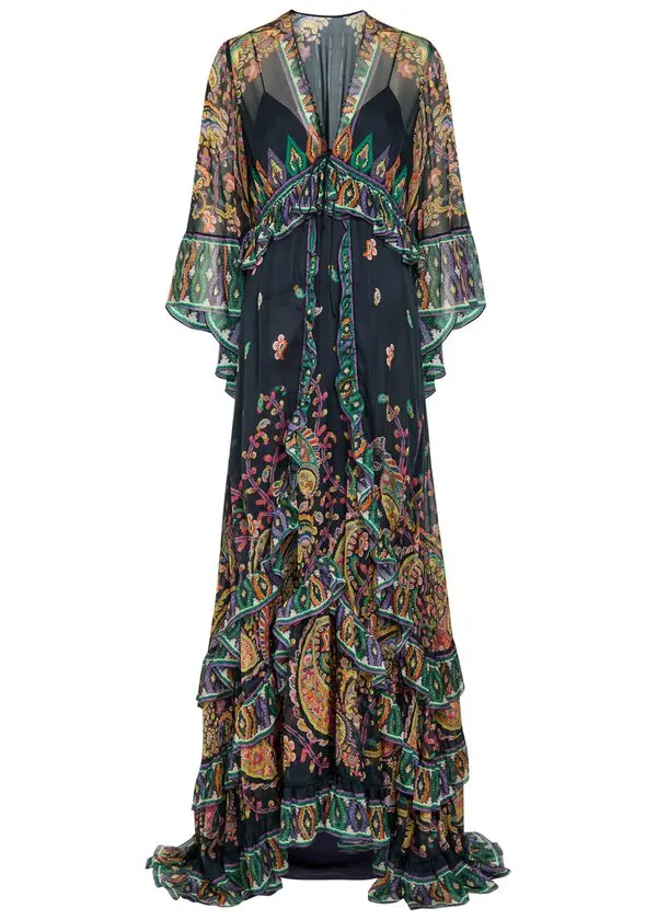 Etro Printed Silk-chiffon Maxi Dress