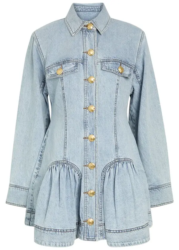 Aje Noa Gathered Denim Mini Dress