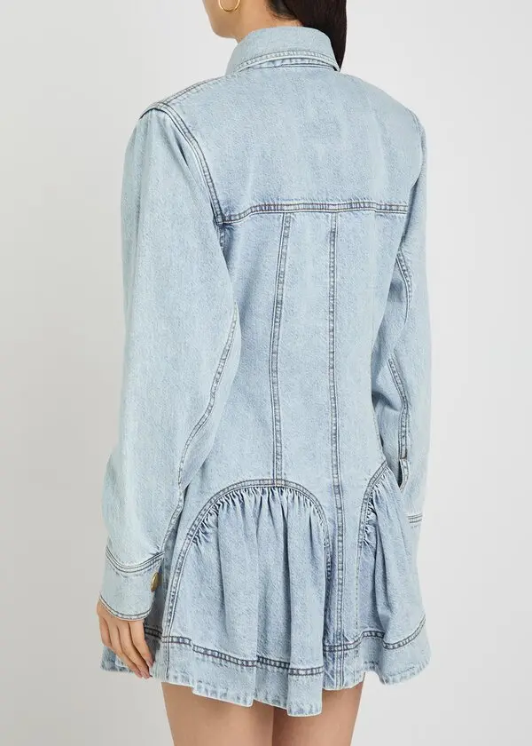 Aje Noa Gathered Denim Mini Dress