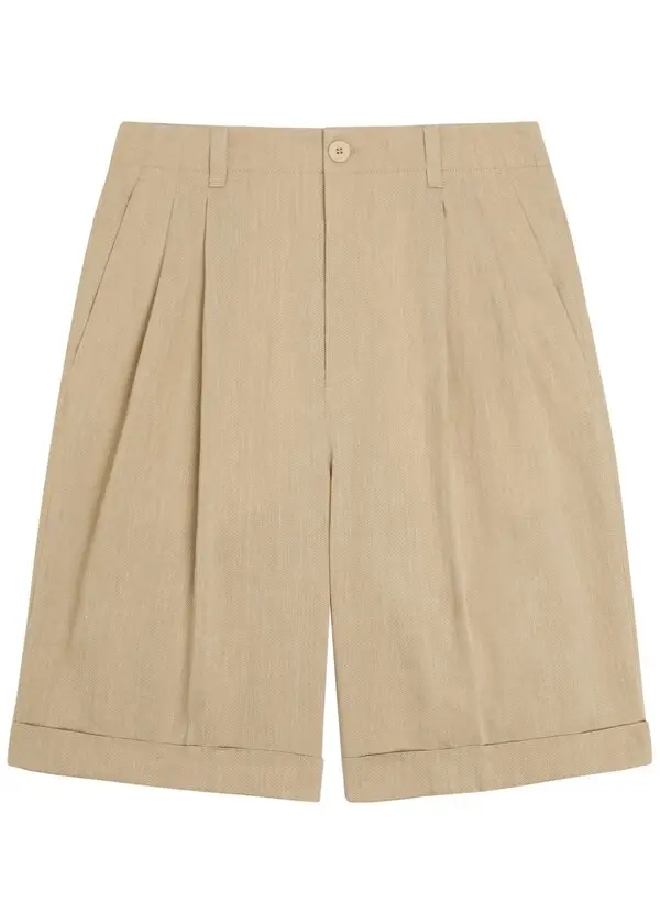 Jacquemus Le Short Pastro Herringbone Linen-blend Shorts - Beige