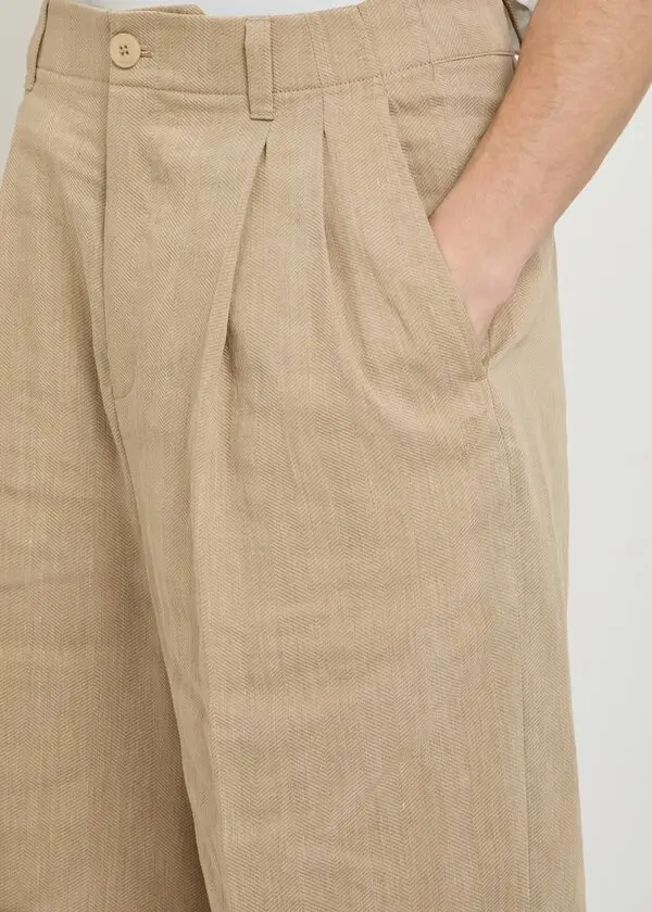 Jacquemus Herringbone Linen-blend Shorts - Beige