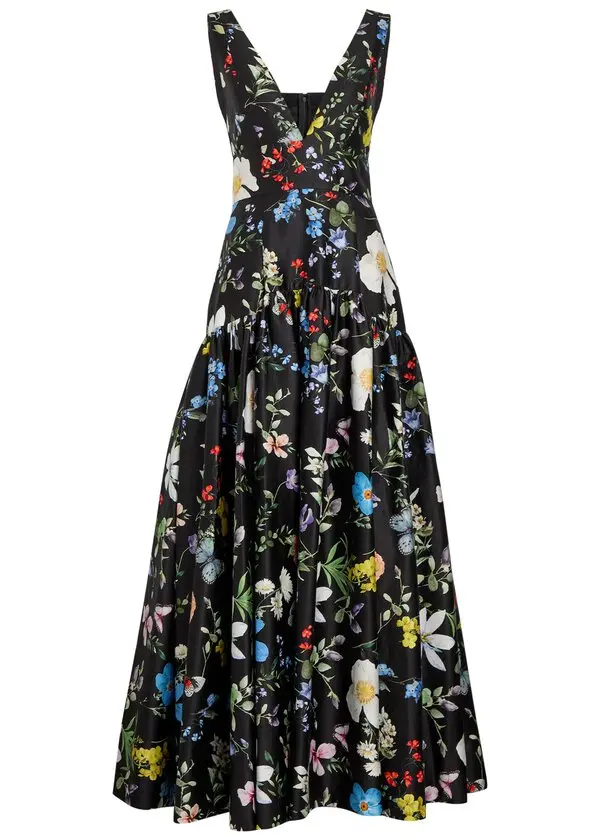 Alice + Olivia Lila Floral Print Tiered Gown - Multicoloured