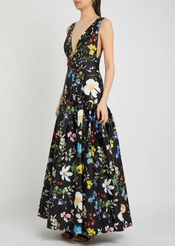 Alice + Olivia Lila Floral Print Tiered Gown - Multicoloured