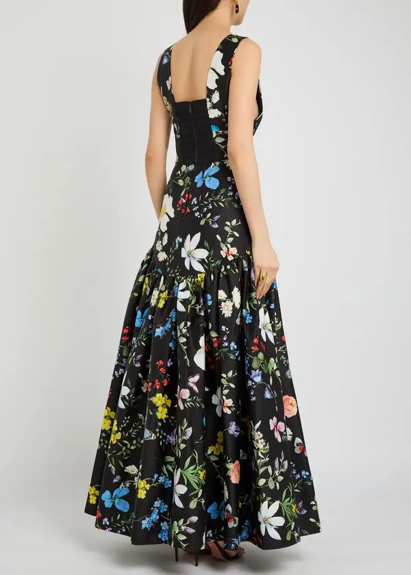 Alice + Olivia Lila Floral Print Tiered Gown - Multicoloured