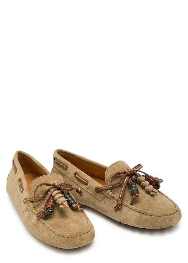 TOD'S Gommino Suede Loafers - Camel