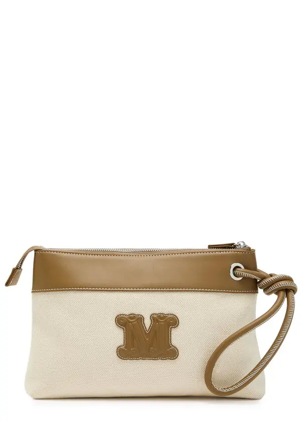 Max Mara Frisia Logo-appliquéd Canvas Clutch