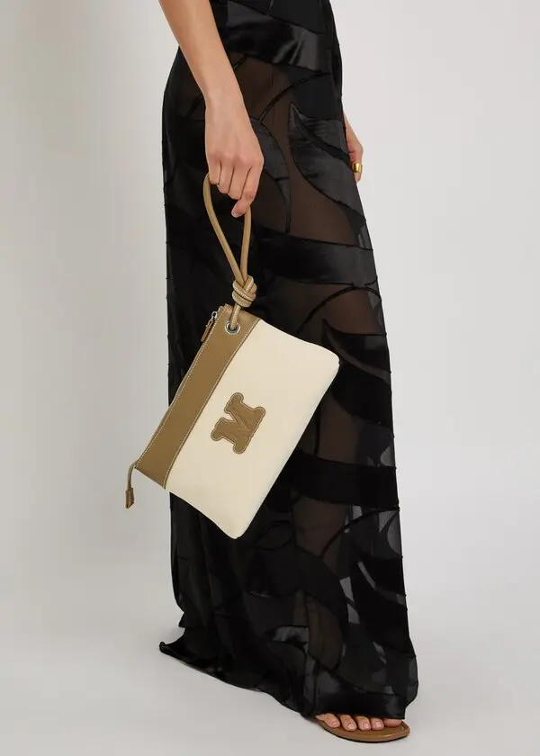 Max Mara Frisia Logo-appliquéd Canvas Clutch
