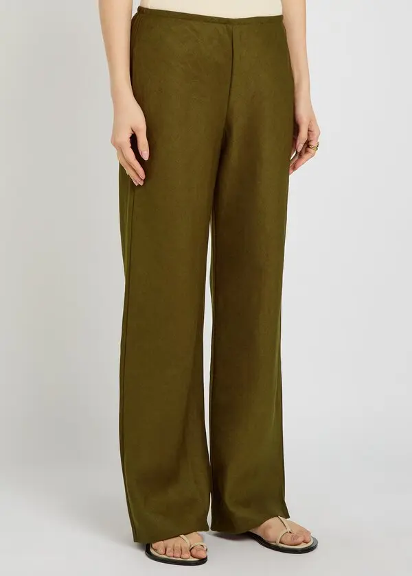 REFORMATION Gale Straight-leg Linen Trousers - Khaki