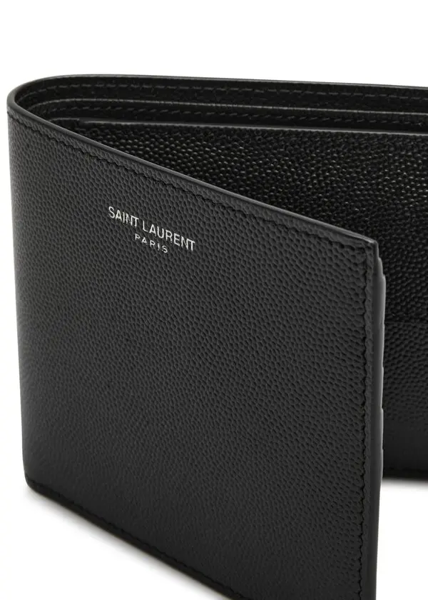 Saint Laurent East/west Pebbled Leather Wallet - Black