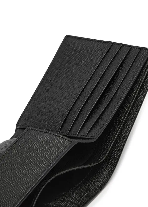 Saint Laurent East/west Pebbled Leather Wallet - Black