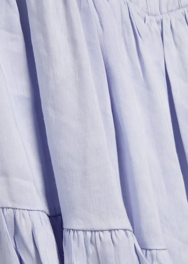 Aje Ecliptica Shirred Linen-blend Midi Dress - Blue