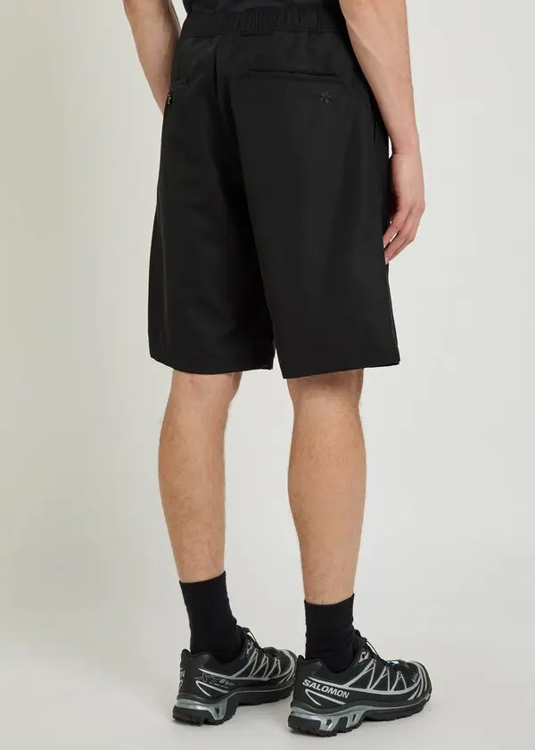 VOWELS Wool-blend Relaxed Fit Shorts - Black