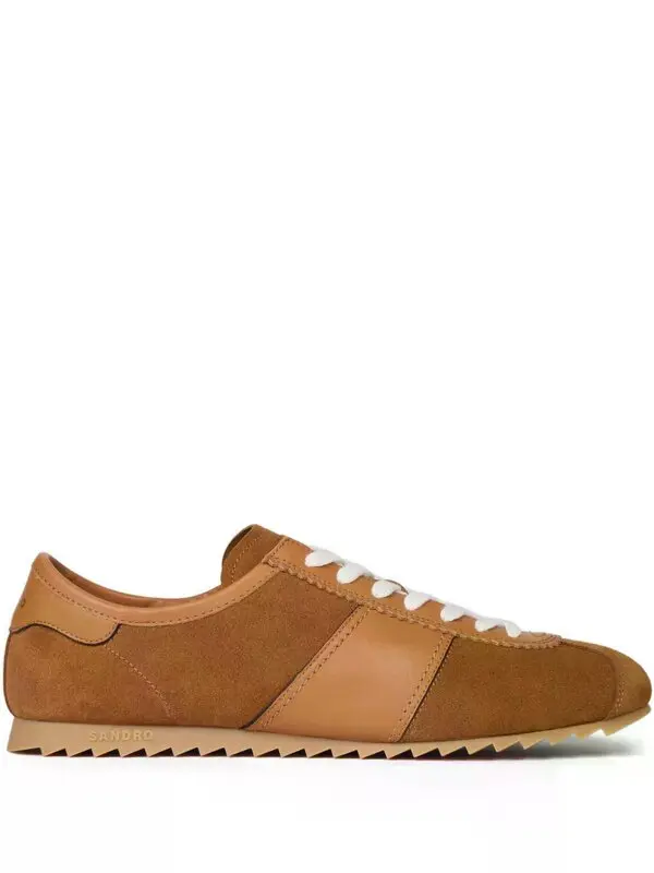 Sandro Leather And Suede Low-top Sneakers - Brown