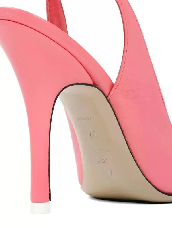 Attico Leather Slingback Pumps With Ankle Tie - Pink