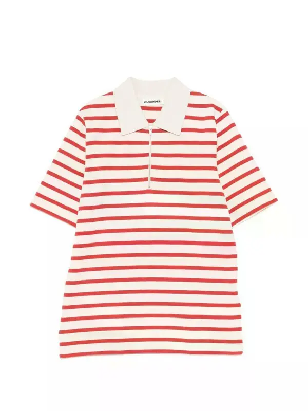 JIL SANDER Striped Zip-up Polo Shirt