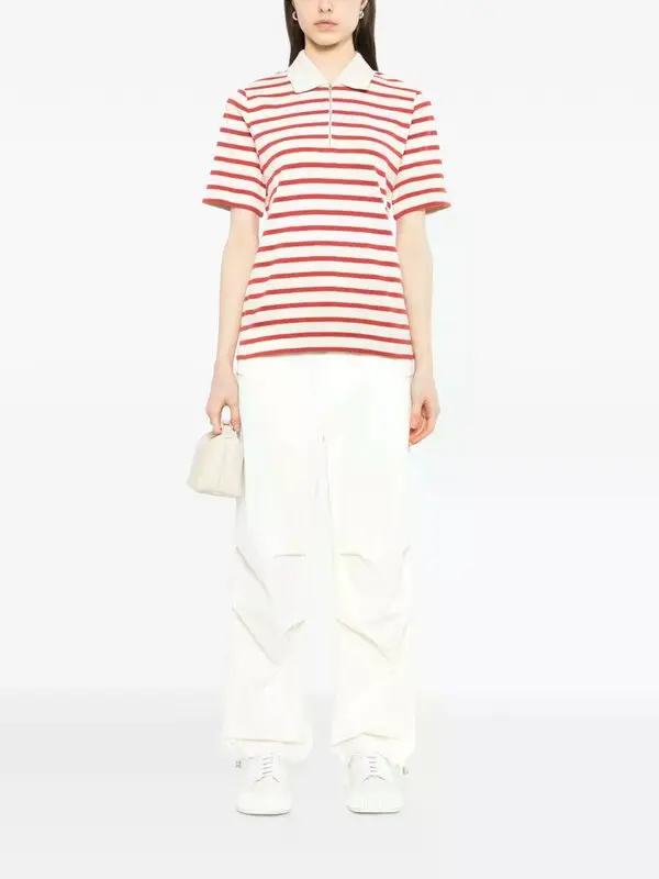 JIL SANDER Striped Zip-up Polo Shirt