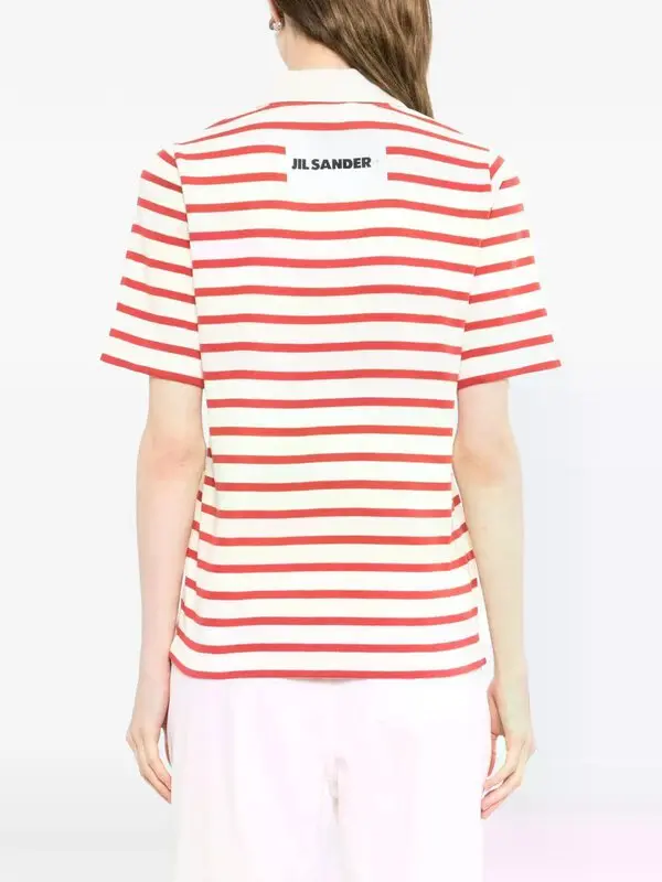 JIL SANDER Striped Zip-up Polo Shirt