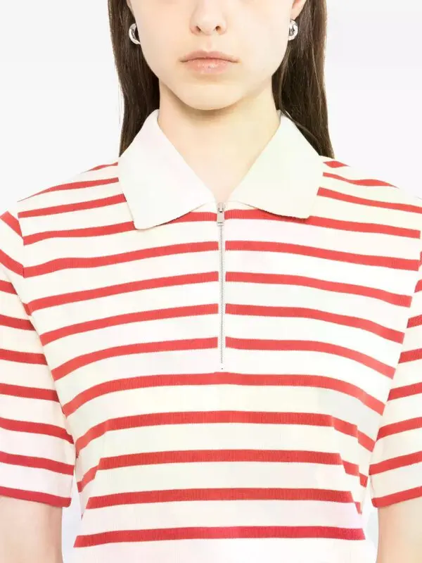 JIL SANDER Striped Zip-up Polo Shirt