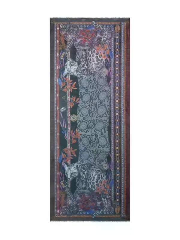 Etro Leopard-print Scarf - Grey