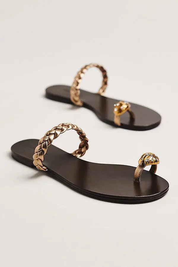 Lola Cruz Mona Toe-ring Sandals - Gold