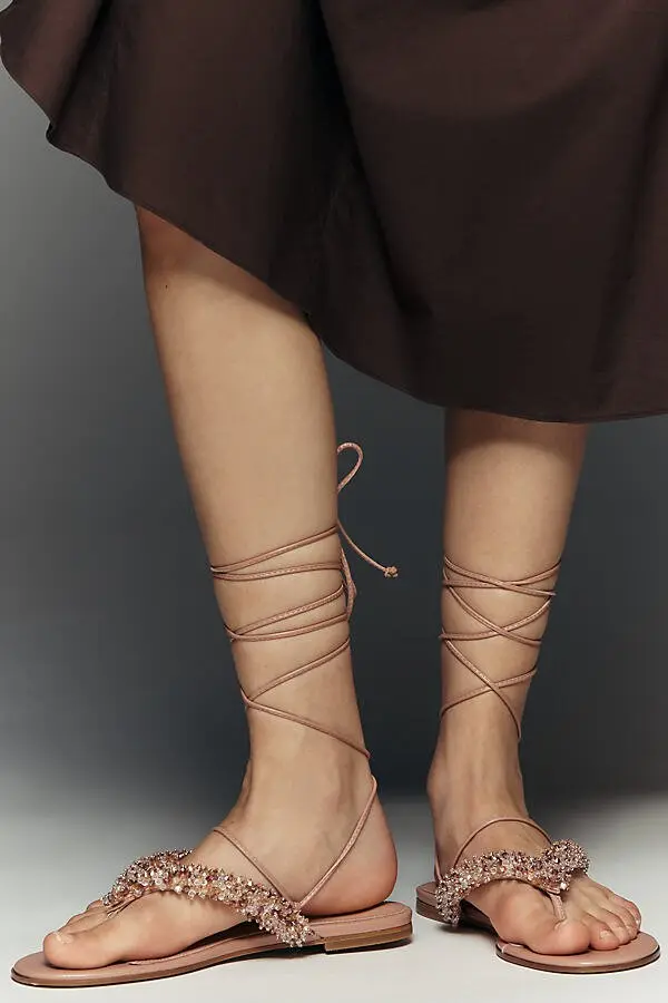 Lola Cruz Marta Beaded Strappy Sandals