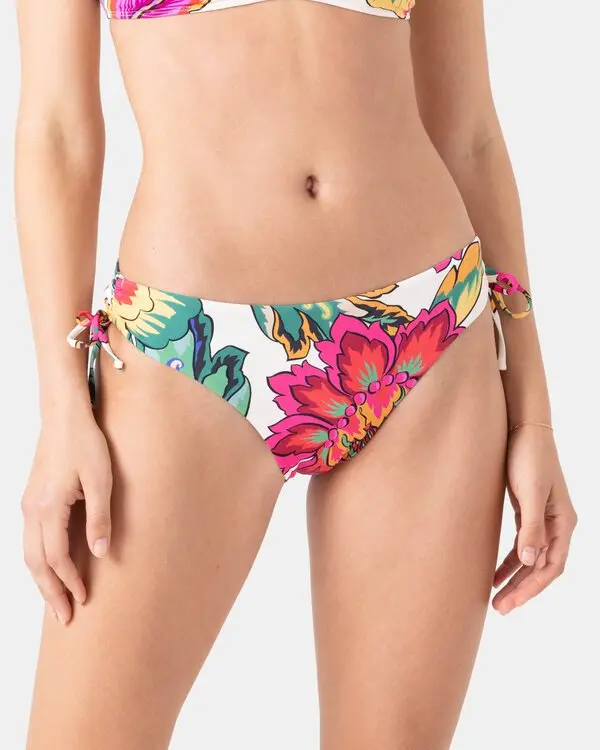 Roxy Beach Blossom Lace Side Full Bikini Bottom - Floral Multi