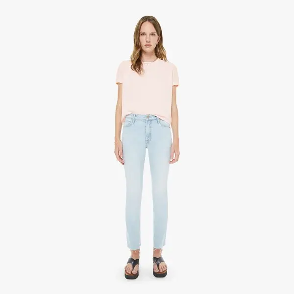 MOTHER The Rascal Flood Fray Jeans - Light Blue
