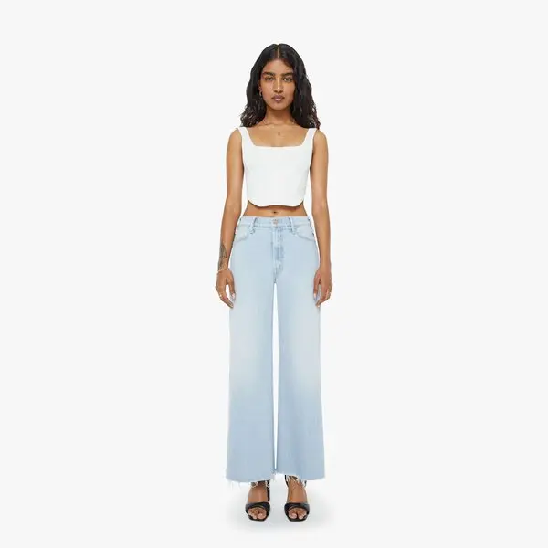 MOTHER Petite The Lil Hustler Roller Skimp Fray Jeans In Bring The Cooler - Light Blue