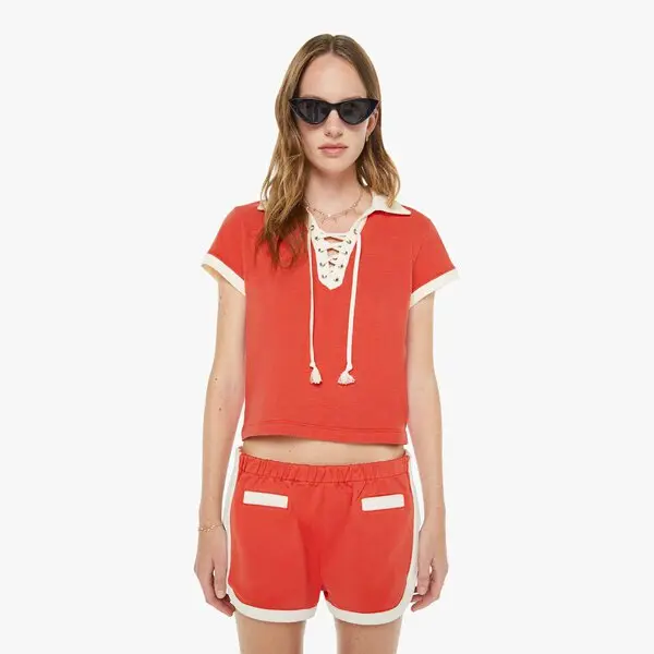 MOTHER The Lace Up Match T-shirt - Red