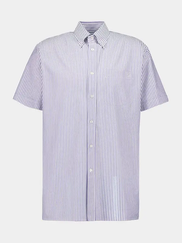 Valentino Garavani Striped Cotton Short-sleeved Shirt - Blue