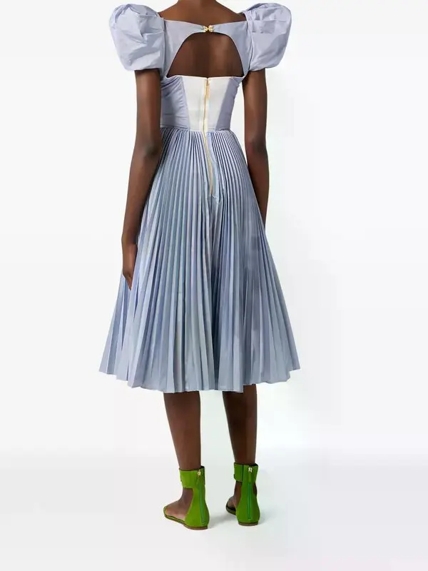 Elisabetta Franchi Midi Dress With Balloon Sleeves And Pleated Skirt