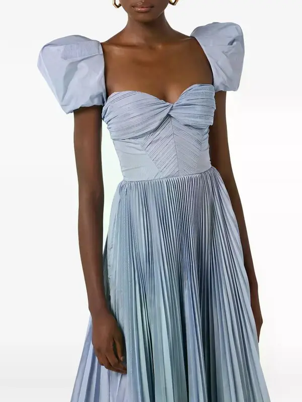 Elisabetta Franchi Midi Dress With Balloon Sleeves And Pleated Skirt