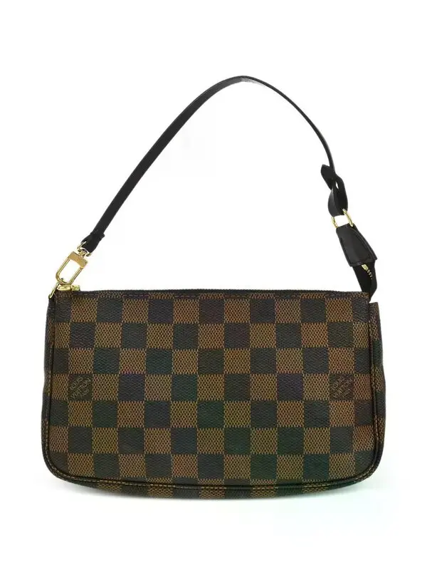 LOUIS VUITTON Damier Ebène Chequered Top Handle Shoulder Bag - Brown