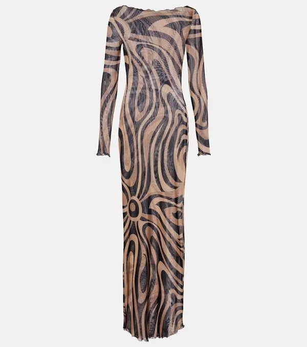Emilio Pucci Marmo Tulle Maxi Dress - Beige