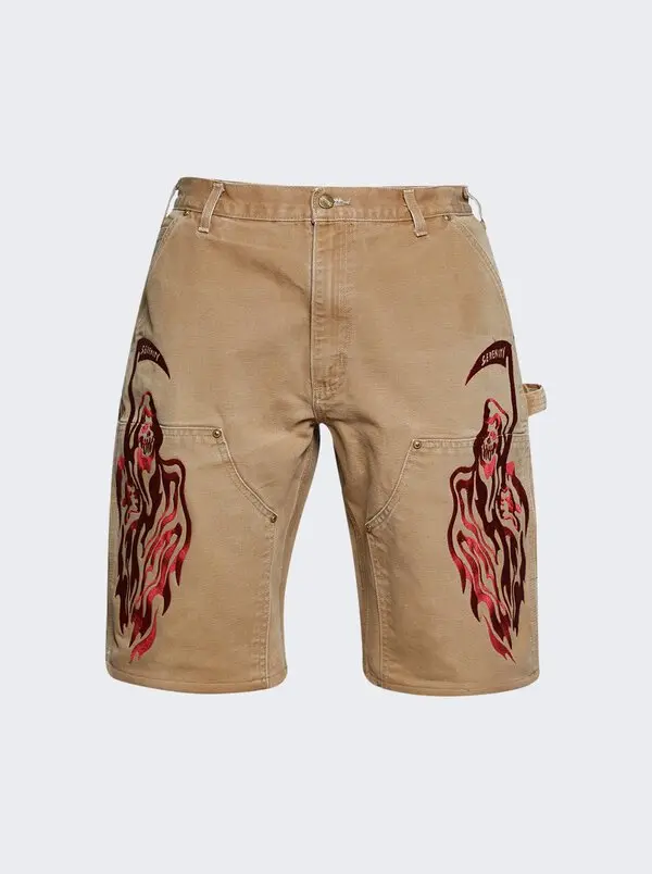 WARREN LOTAS Serenity Vintage Carhartt Double Knee Shorts - Tan