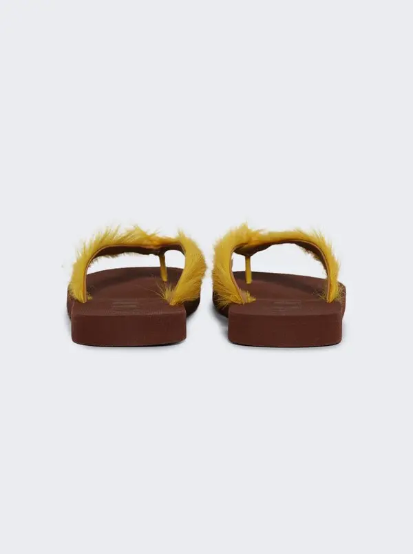 Marni Pony Hair Flip-flop Sandals - Yellow