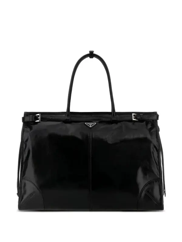Prada Leather Top Handle Bag - Black