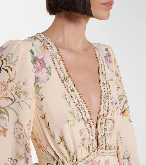 Camilla Embellished Floral Silk Minidress