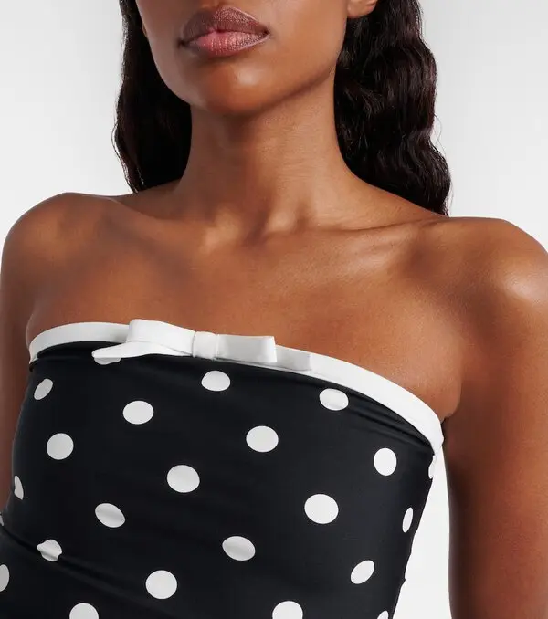 SELF-PORTRAIT Polka Dot Strapless One-piece Swimsuit