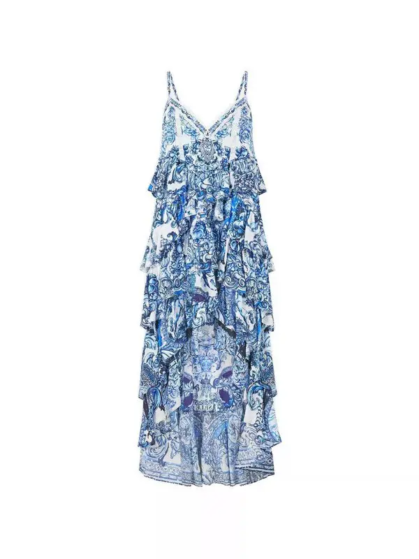 Camilla V-neck Ruffled Dress