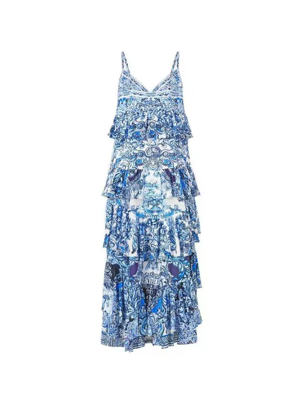 Camilla V-neck Ruffled Dress