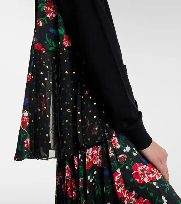 Sacai Printed Cotton Cardigan - Black