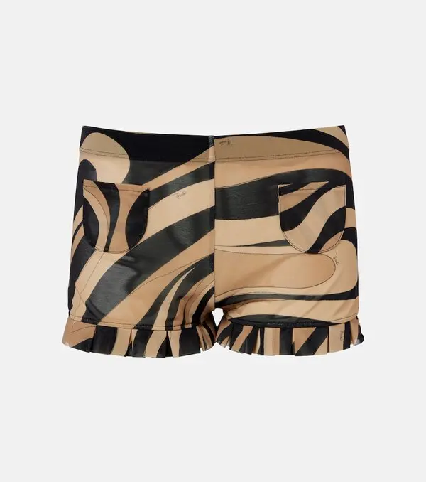 Emilio Pucci Marmo Ruffled Mesh Shorts - Beige