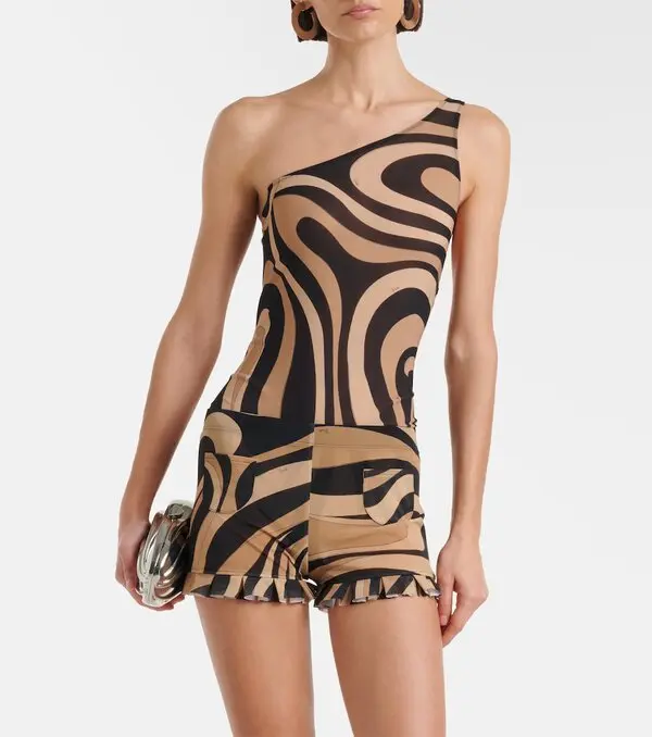 Emilio Pucci Marmo Ruffled Mesh Shorts