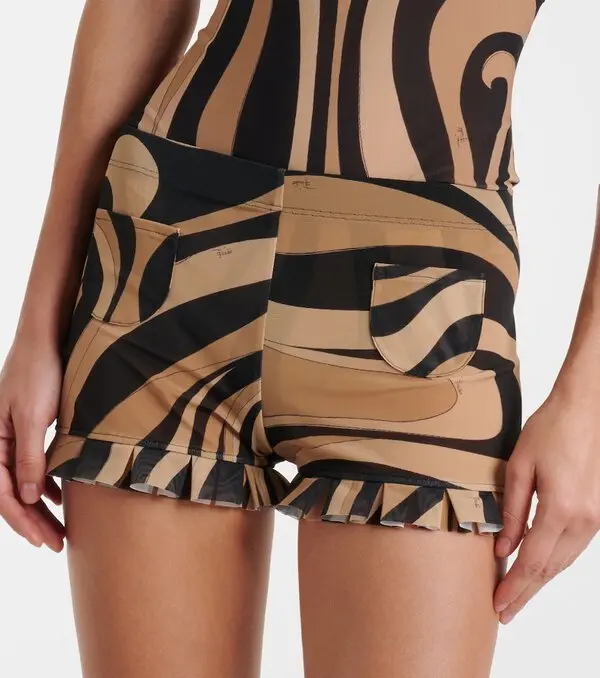 Emilio Pucci Marmo Ruffled Mesh Shorts